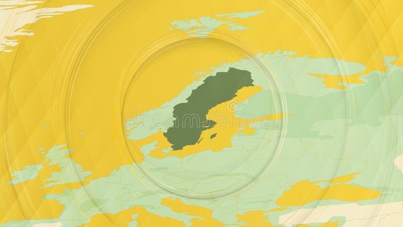 Abstract Map of Sweden and Surrounding Regions with Circular Patterns ...