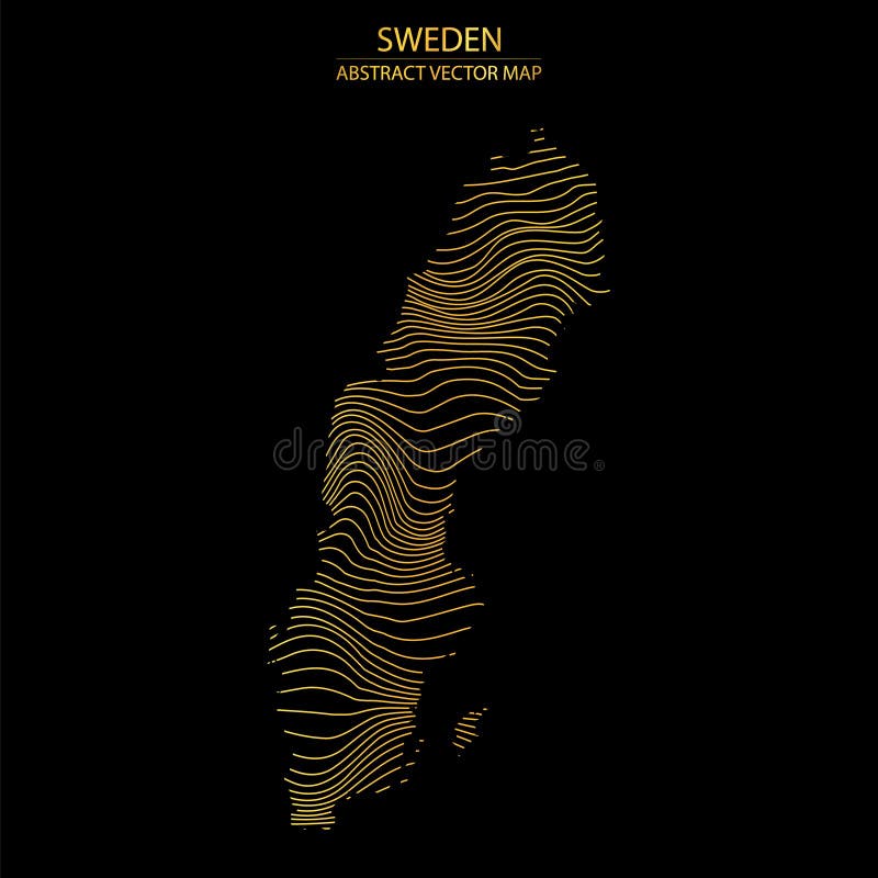 Abstract Map of Sweden - Vector Illustartion of Striped Gold Colored ...