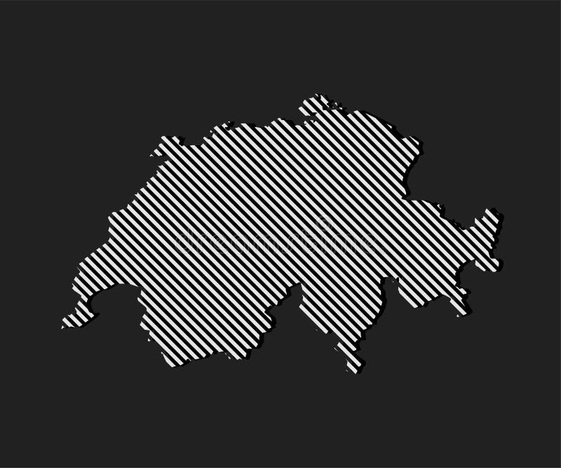 Abstract Map Switzerland, Parallel Grey Lines Stock Illustration ...