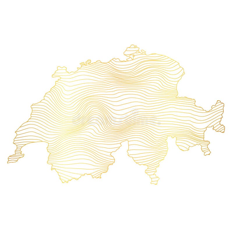Abstract Map of Switzerland - Vector Illustration of Striped Gold ...