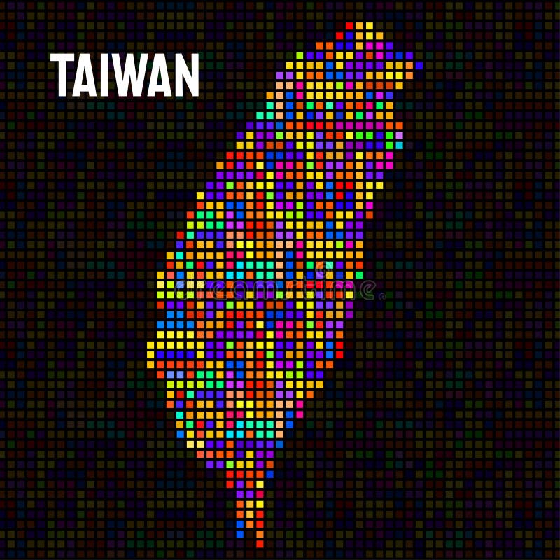 Abstract Map of Taiwan, Colorful Pixels. Vector Stock Vector ...