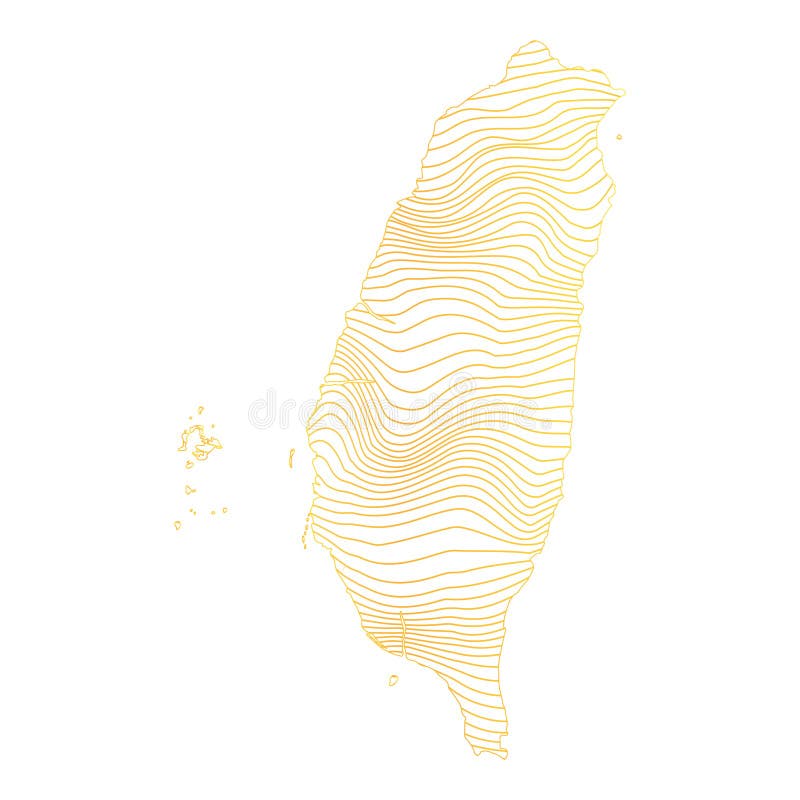 Abstract Map of Taiwan - Vector Illustration of Striped Gold Colored ...