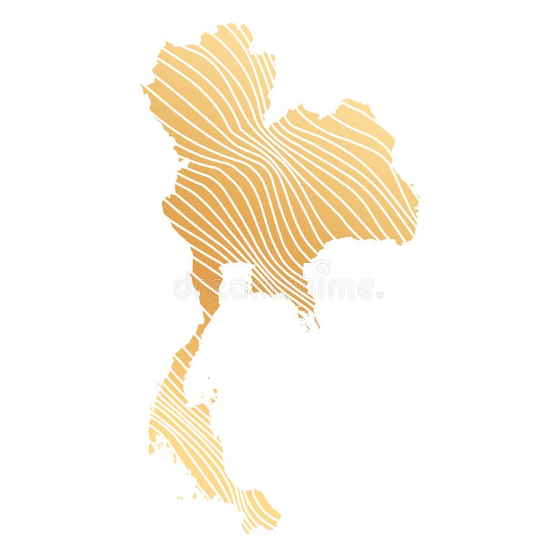 Abstract Map of Thailand - Vector Illustration of Striped Gold Colored ...