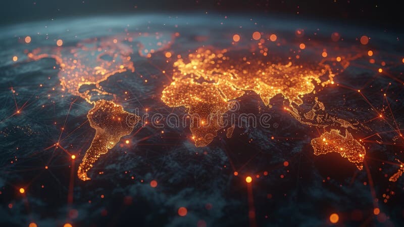 An Abstract Map with Various Nodes and Connections Symbolizing the ...