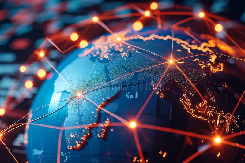 Abstract Map of the World, Conceptual Image for Global Network, Trading ...