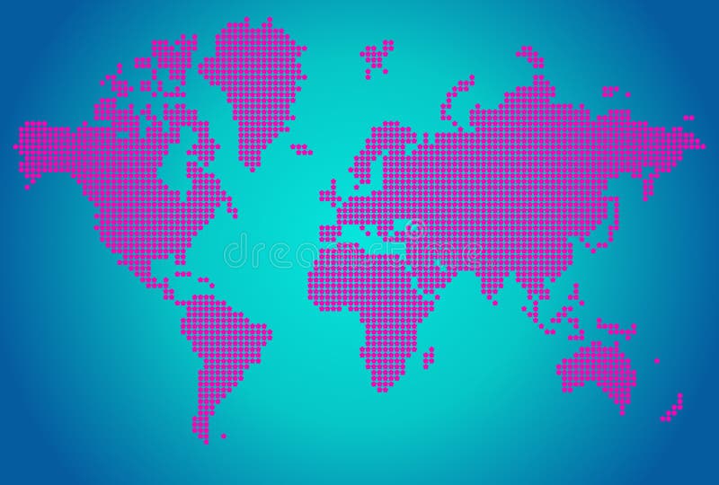 Abstract Map of the World with Pink Flower Dots Stock Vector ...
