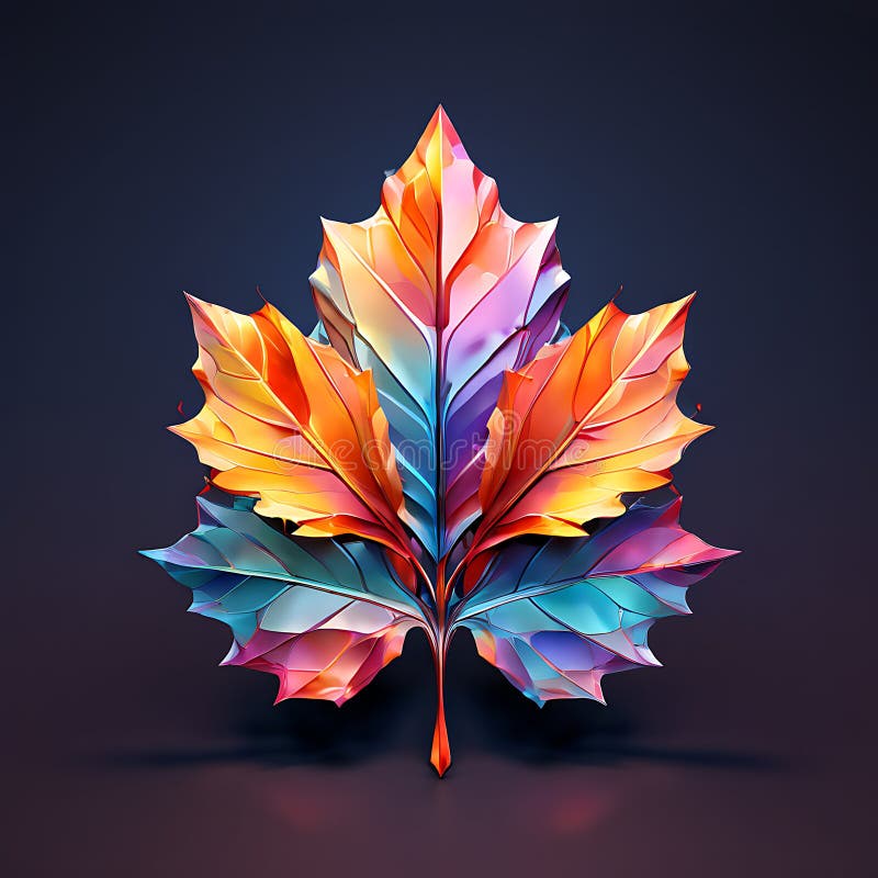 Abstract Maple Leaf with Vibrant Colors Stock Illustration ...