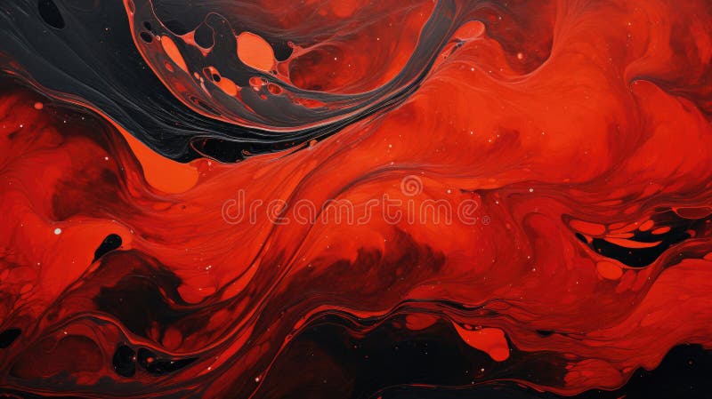 Abstract Marble Acrylic Paints in Red and Black Painted in Waves ...