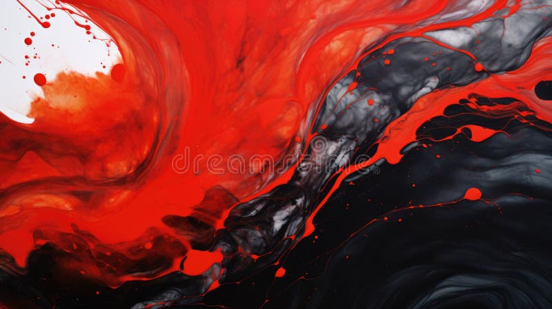 Abstract Marble Acrylic Paints in Red and Black Painted in Waves ...