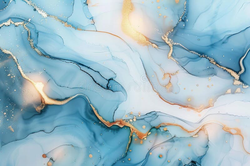 Abstract Marble Background with Alcohol Ink Effects in Light Blue ...