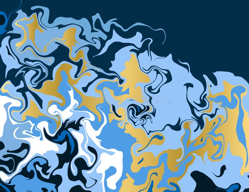 Abstract Marble Blue and Gold Print Pattern. Vector Illustration. Stock ...