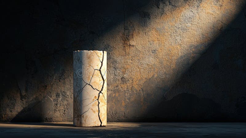 Abstract Marble Column on Textured Background Illuminated by Dramatic ...