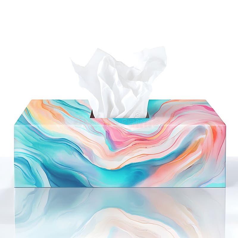 Abstract Marble Design Tissue Box with White Tissues Stock Illustration ...