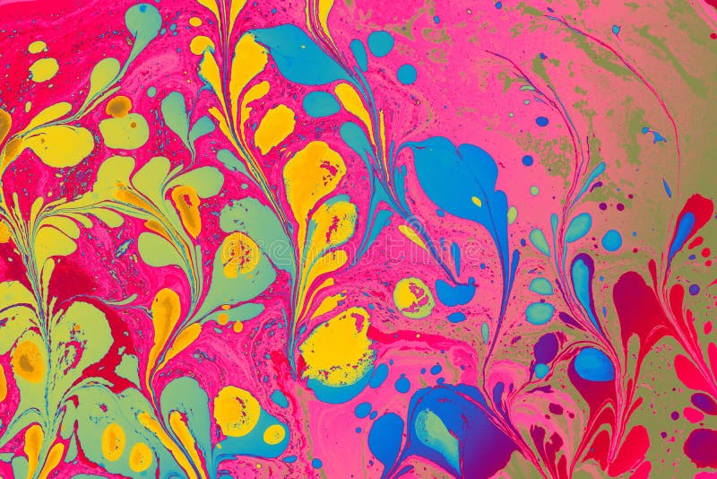 Abstract Marble Floral Pattern Texture. Traditional Art of Ebru ...