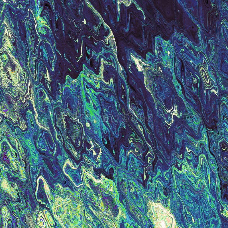 Abstract Marble, Liquid Paint Mixing Texture Background in Blue and ...