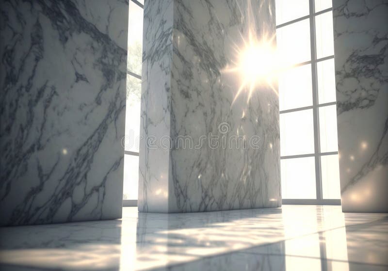 Abstract Marble Room with Shiny Lights. Interior View with Marble ...