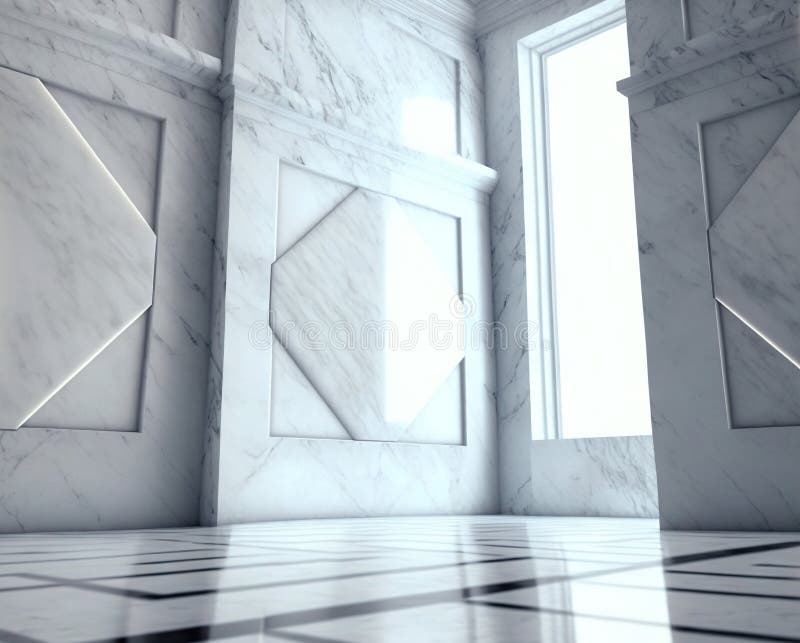 Abstract Marble Room with Shiny Lights. Interior View with Marble ...