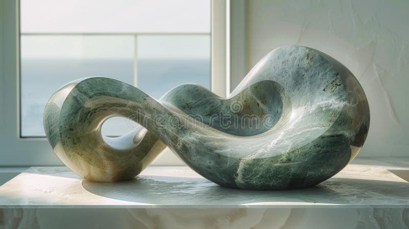 Abstract Marble Sculpture with Smooth Curves and Natural Light ...