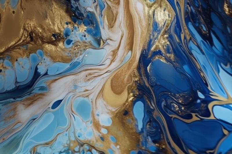 Abstract Marble Texture Background with Blue and Golden Colour Theme ...