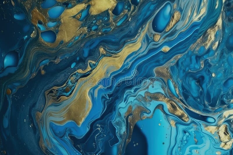 Abstract Marble Texture Background with Blue and Golden Colour Theme ...