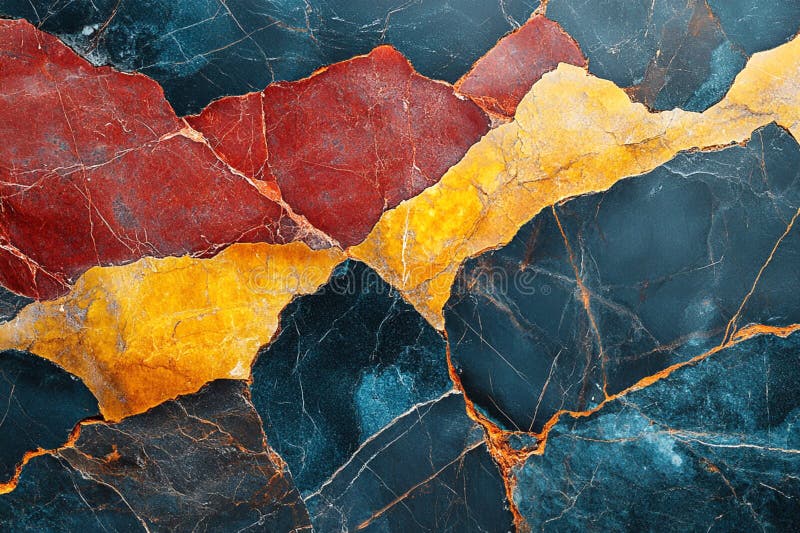 Abstract Marble Texture with Bold Red, Yellow, and Dark Blue Veining ...
