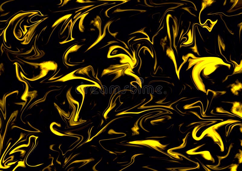 Abstract Marble Texture Pattern Yellow and Black Background Fluid Oil ...