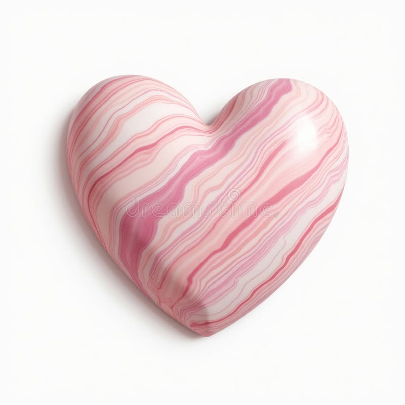 Abstract Marble-Textured Heart with Swirled Pastel Hues on a White ...