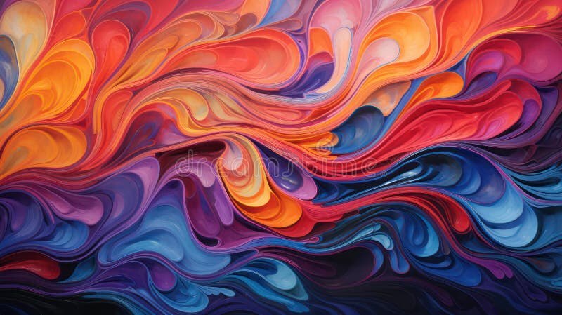 Abstract Marbled Acrylic Waves Paint Texture. Waves in Marbled Acrylic ...