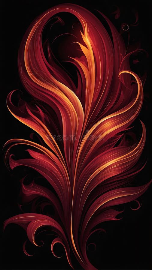 Abstract Maroon Fire Design in Black Ai Generated Stock Illustration ...