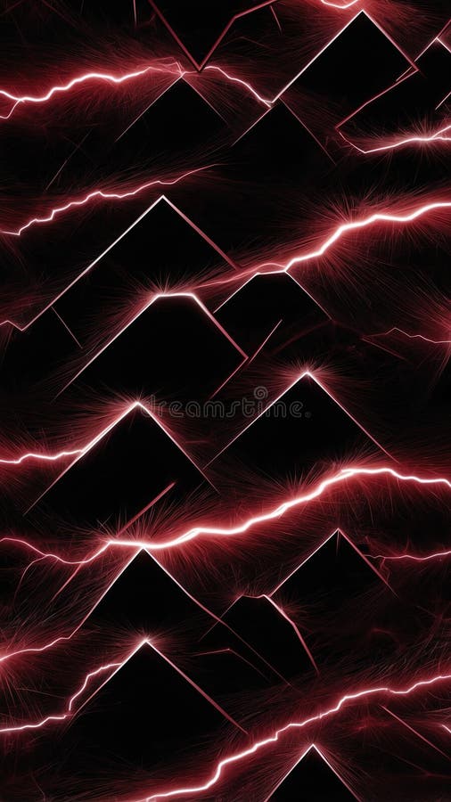 Abstract Maroon Lightning Design in Black Ai Generated Stock ...