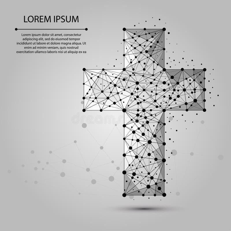 Abstract Mash Line and Point Christian Cross. Polygonal Low Poly Stock ...