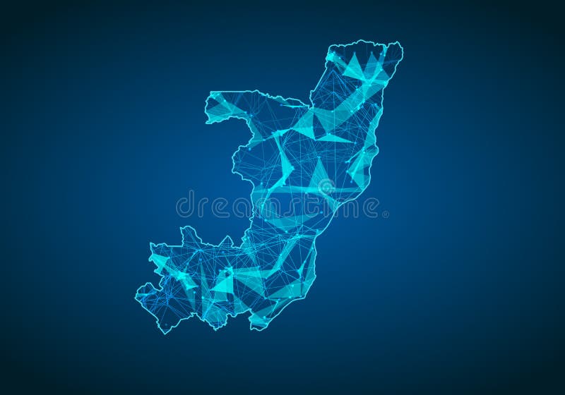 Abstract Mash Line and Point Scales on Dark Background with Map Stock ...