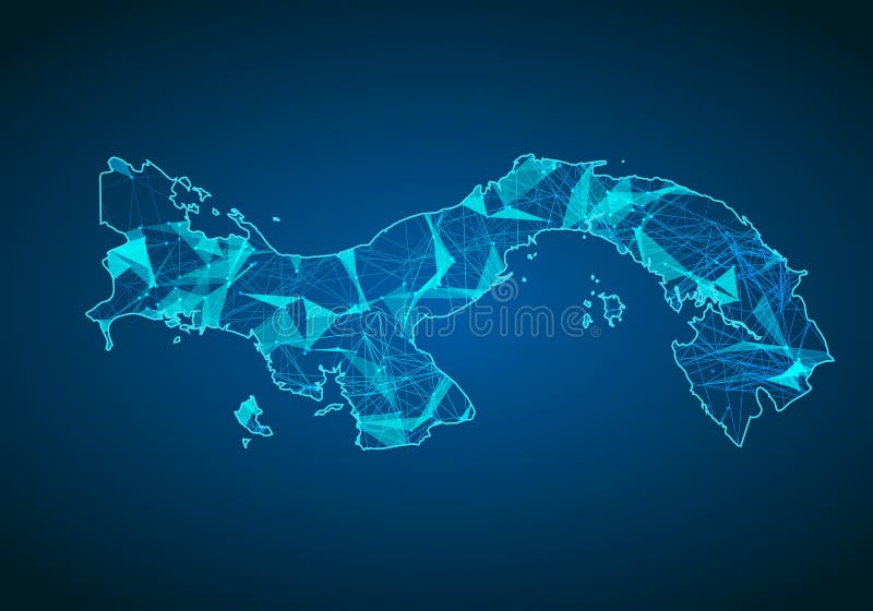 Abstract Mash Line and Point Scales on Dark Background with Map Stock ...