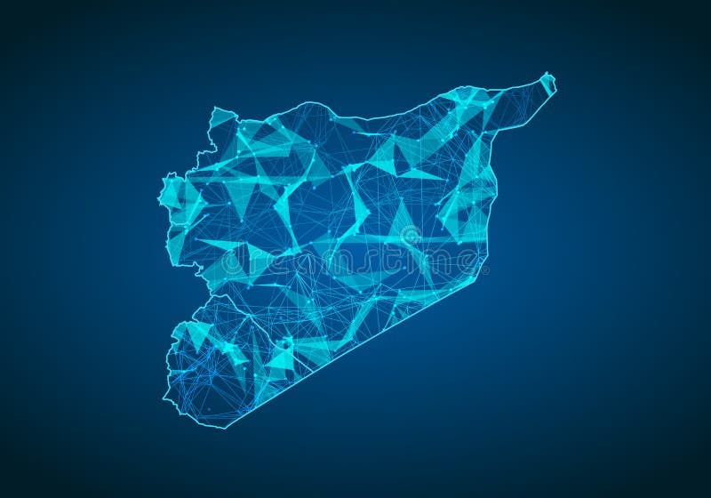 Abstract Mash Line and Point Scales on Dark Background with Map Stock ...