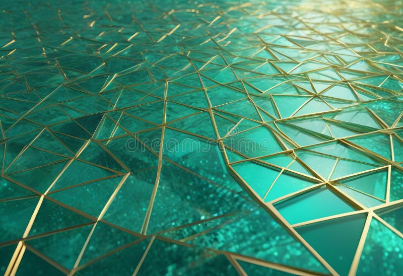 Abstract Masterpiece in Metallic Gold and Sea Green Stock Illustration ...