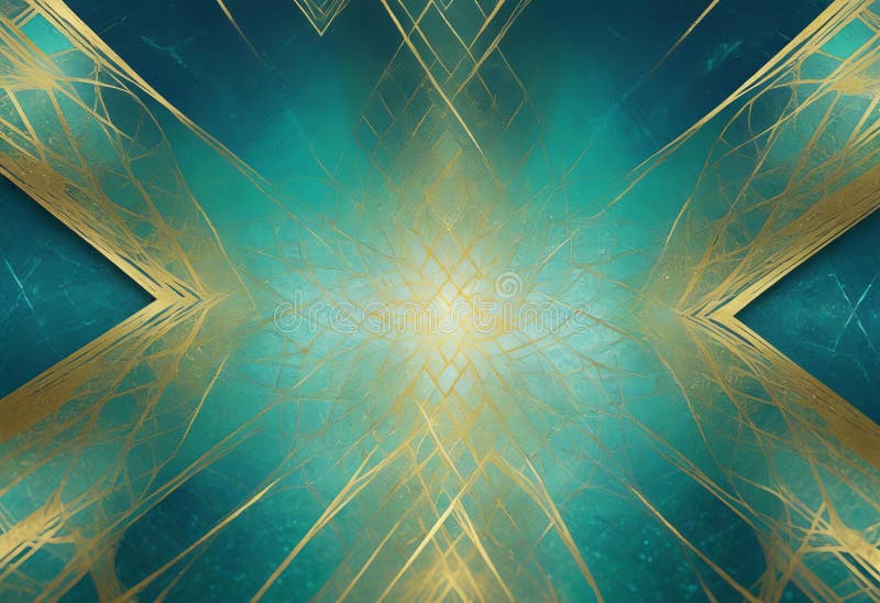Abstract Masterpiece in Metallic Gold and Sea Green Stock Illustration ...