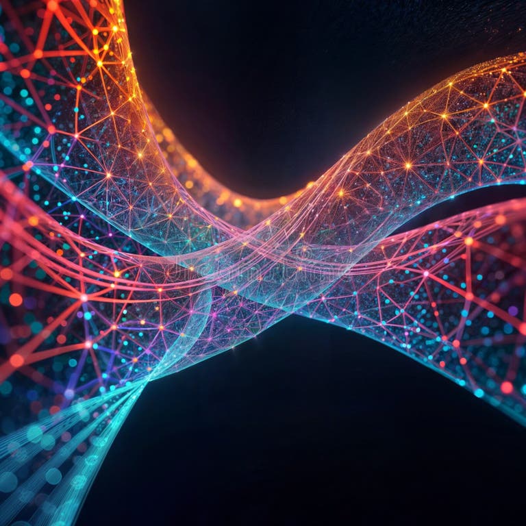 Abstract Math Neon Background. Geometric Element, Line Design, Square ...