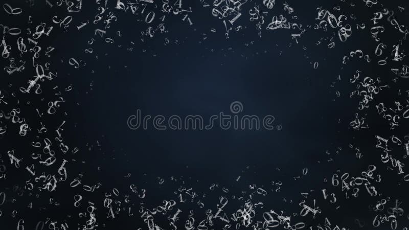 Abstract Math Number Blue Background. Random Sign Flying Border Frame ...