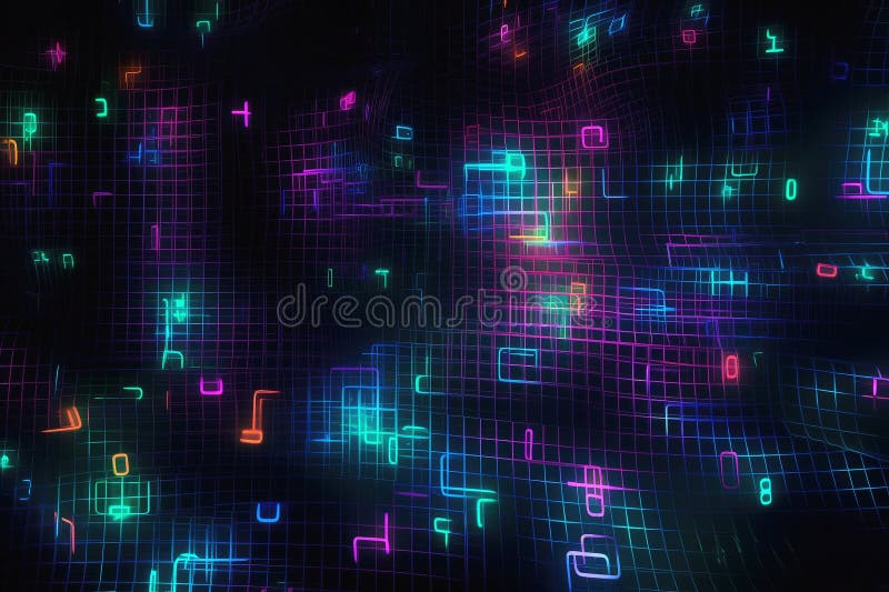 Abstract Mathematical Background Glowing with Lines and Waves Created ...