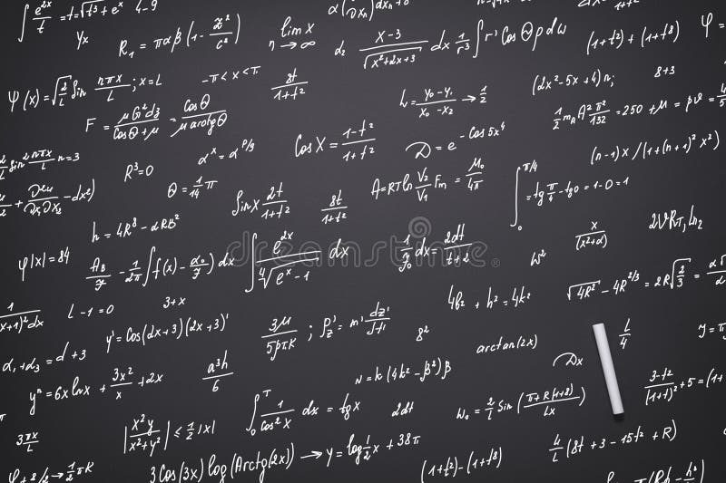 Abstract Mathematical Background Written In Chalk On A Blackboard