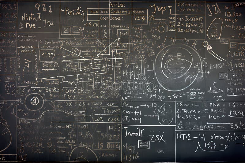 Abstract Mathematical Background Written in Chalk on a Blackboard ...