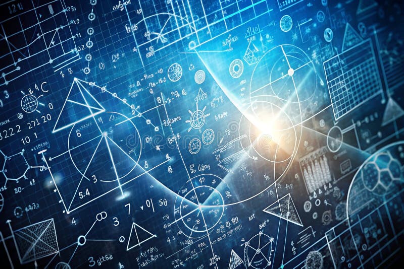 Abstract Mathematical Formulas, Complex Calculations, Dynamic Visual ...