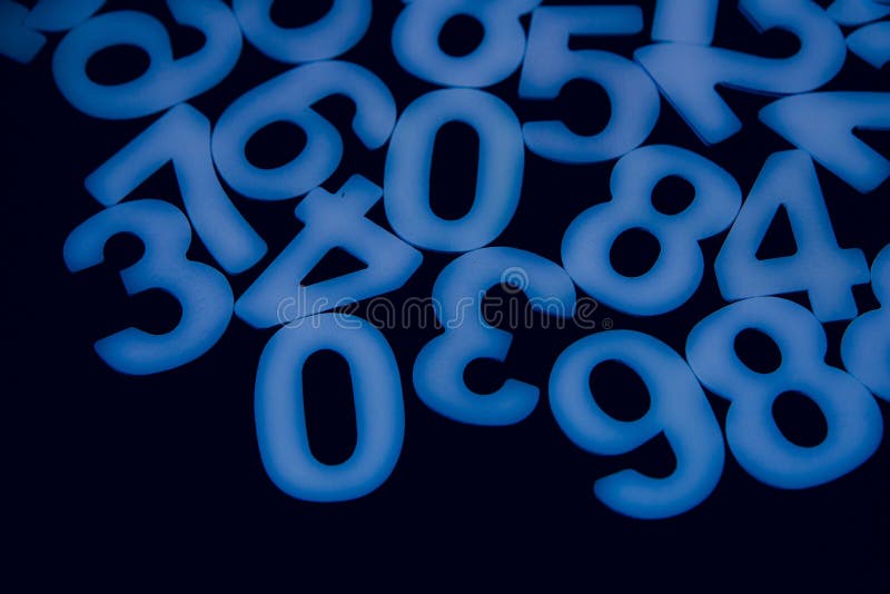 Abstract Mathematical Numbers on a Dark Background. Finance and Data ...