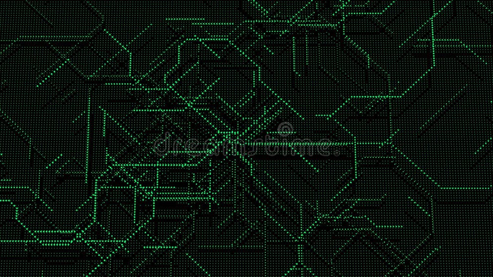 Abstract Matrix. Gradient Halftone. Many Green Dots of Different Sizes ...
