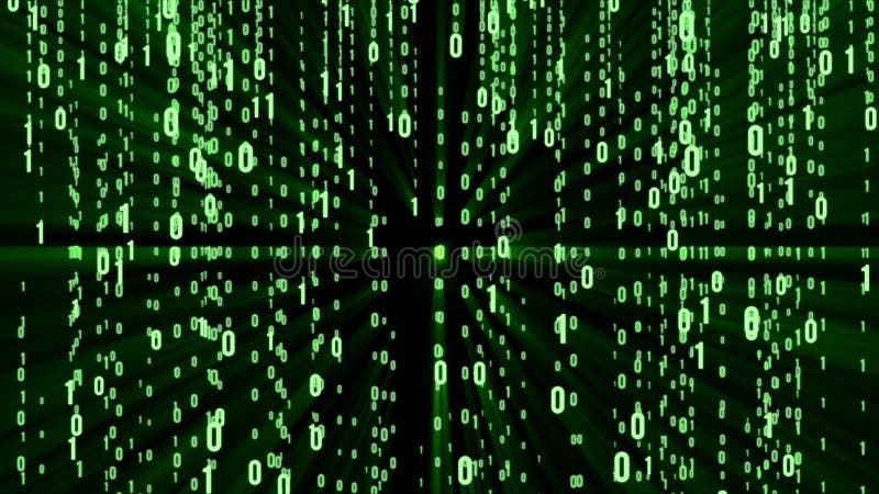 Abstract Matrix Geometric Motion Background. Animation. Rain of Binary Numbers Falling Down ...