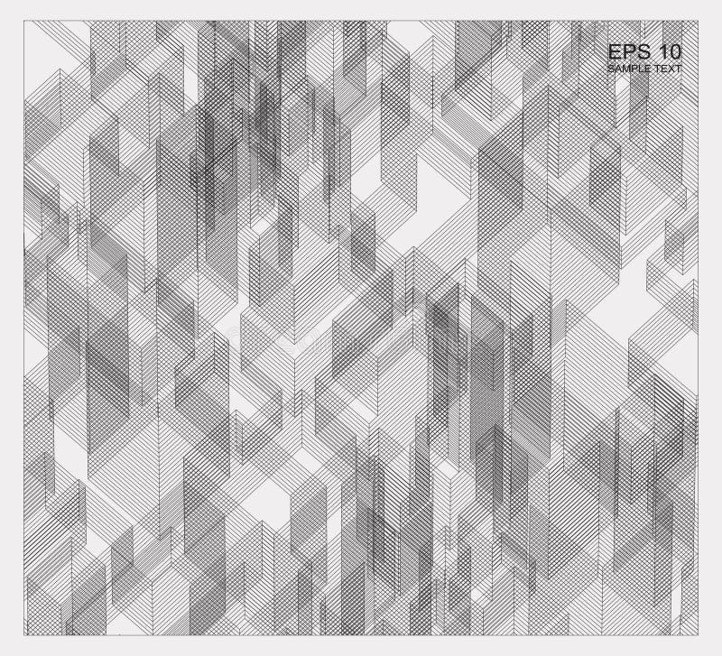 Abstract Matrix Wireframe Space of Building. Perspective Wireframe ...