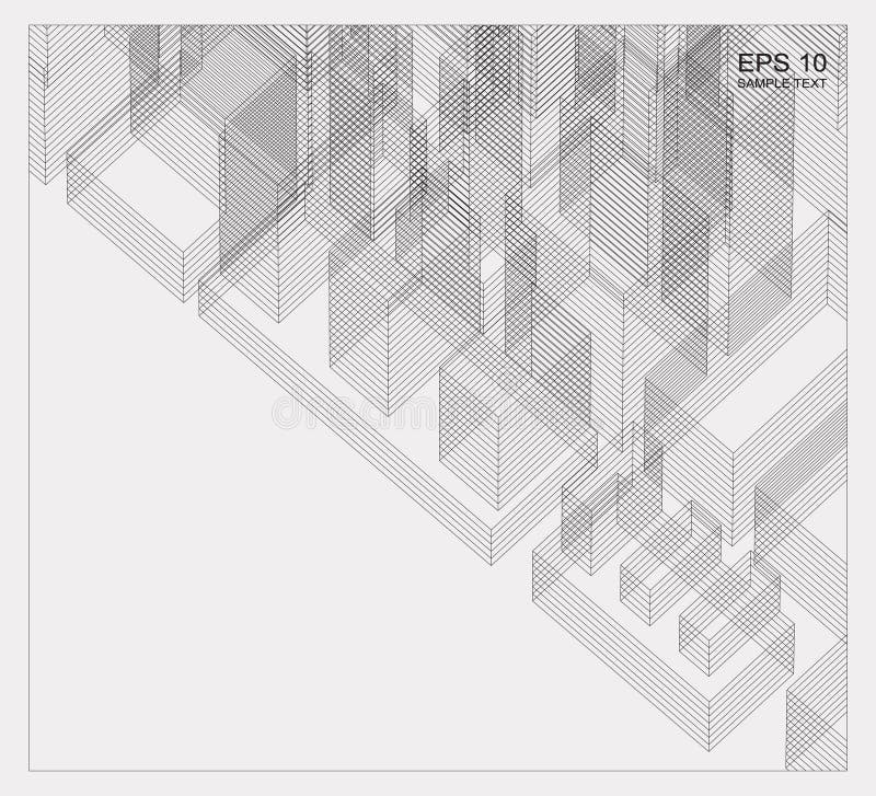 Abstract Matrix Wireframe Space of Building. Perspective Wireframe ...