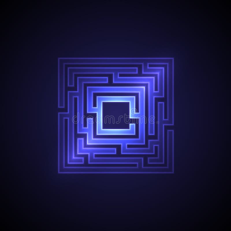 Abstract Maze Background with Glowing Light Stock Vector - Illustration ...