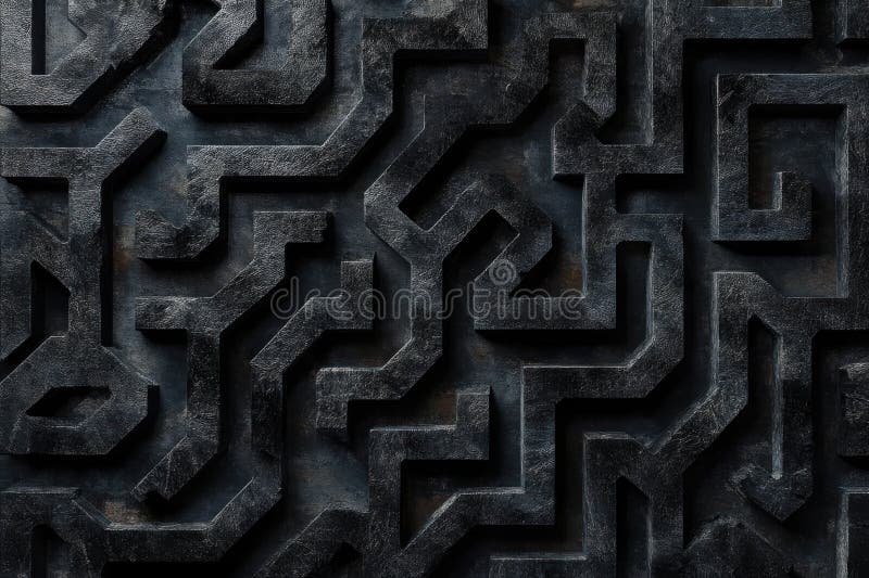 An Abstract Maze with Dark Interlocking Pathways and Dramatic Lighting ...