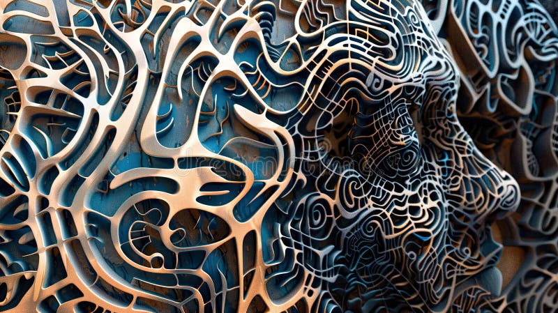 Abstract Maze that Forms the Shape of a Human Face Stock Illustration ...